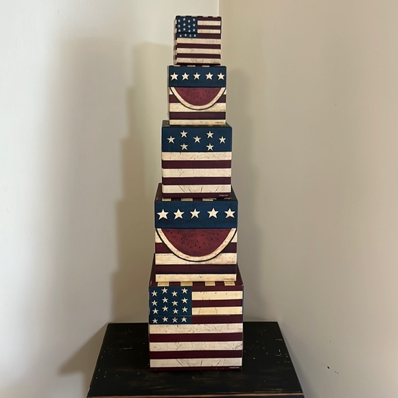 Warren Kimble | Accents | Warren Kimble Stackable Boxes Colonial Flag ...